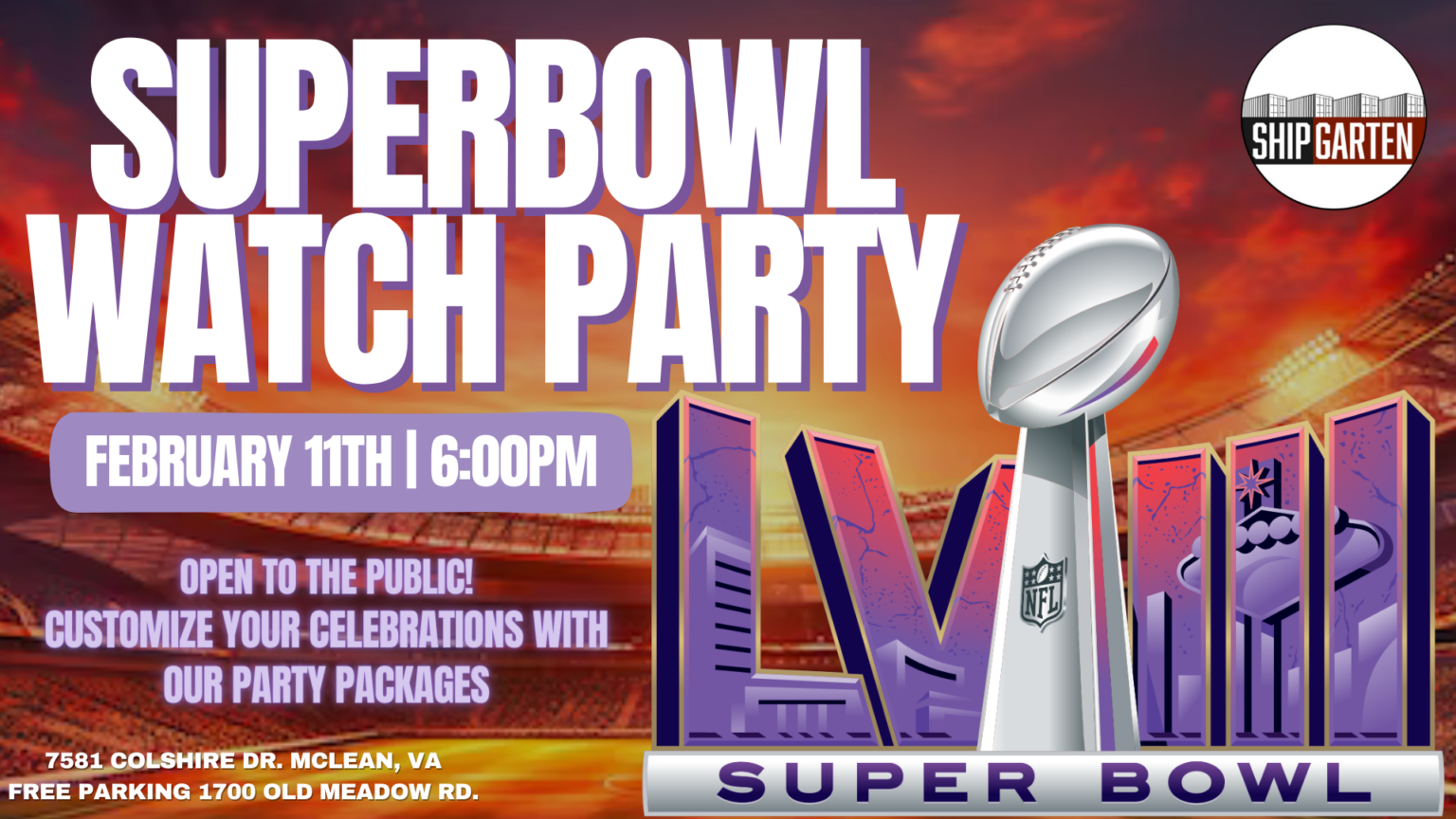Super Bowl Watch Party - Shipgarten