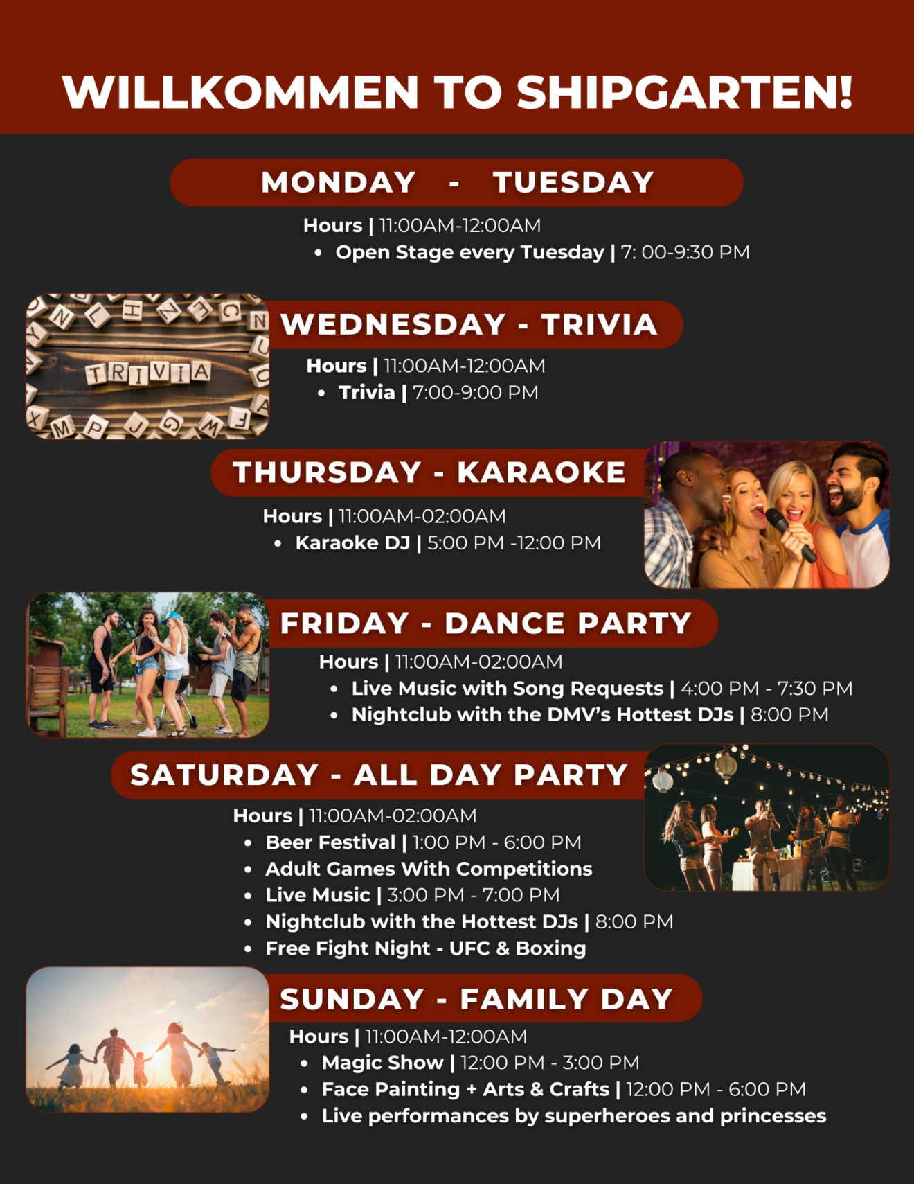 Weekly Events - Shipgarten